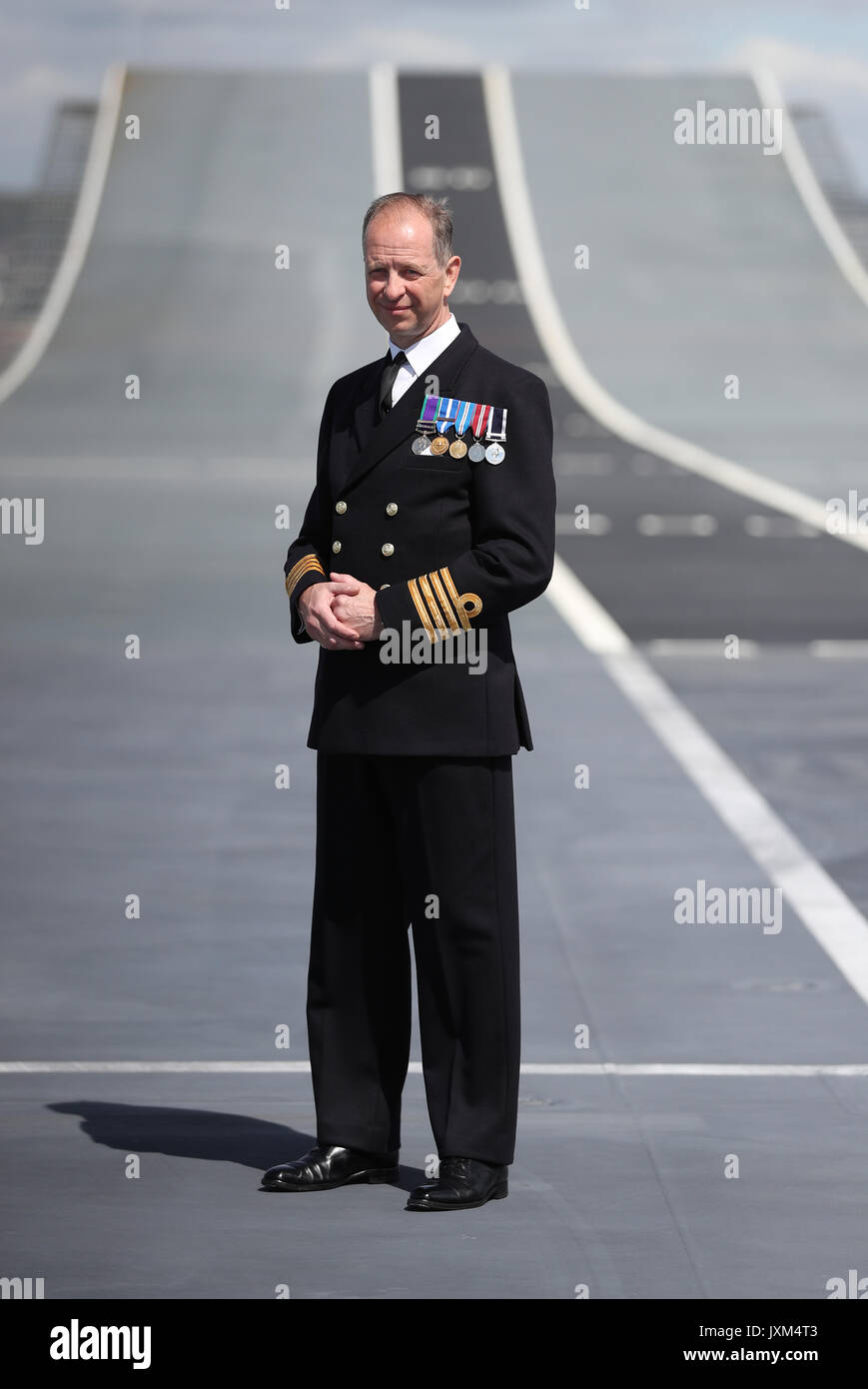 Captain Jerry Kyd on the flight deck of HMS Queen Elizabeth, the UK's ...