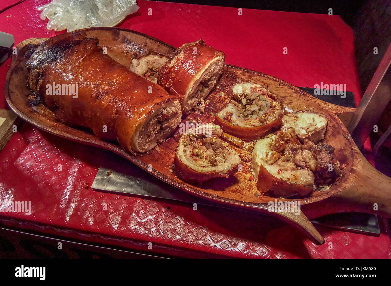 Delicious, pit-roasted pork known as Lechon in the Philippines. Cebu is ...