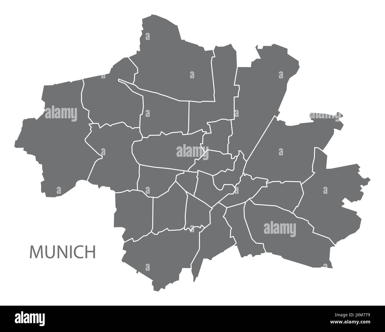 Munich city map with boroughs grey illustration silhouette shape Stock Vector Image & Art - Alamy