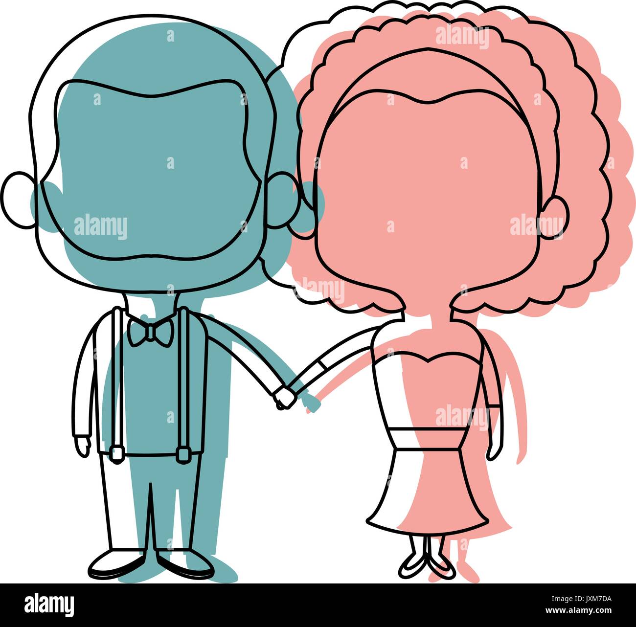 cute cartoon wedding couple holding hand Stock Vector Image & Art - Alamy