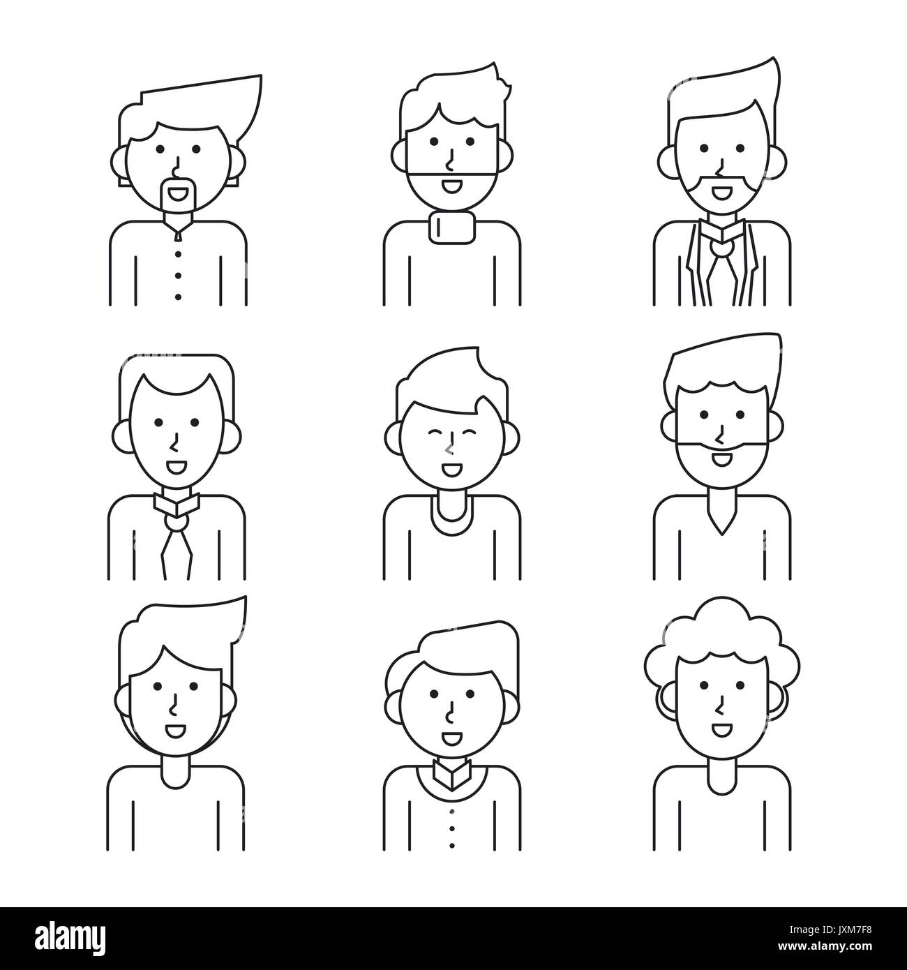 white background with monochrome set of team people half body men Stock ...
