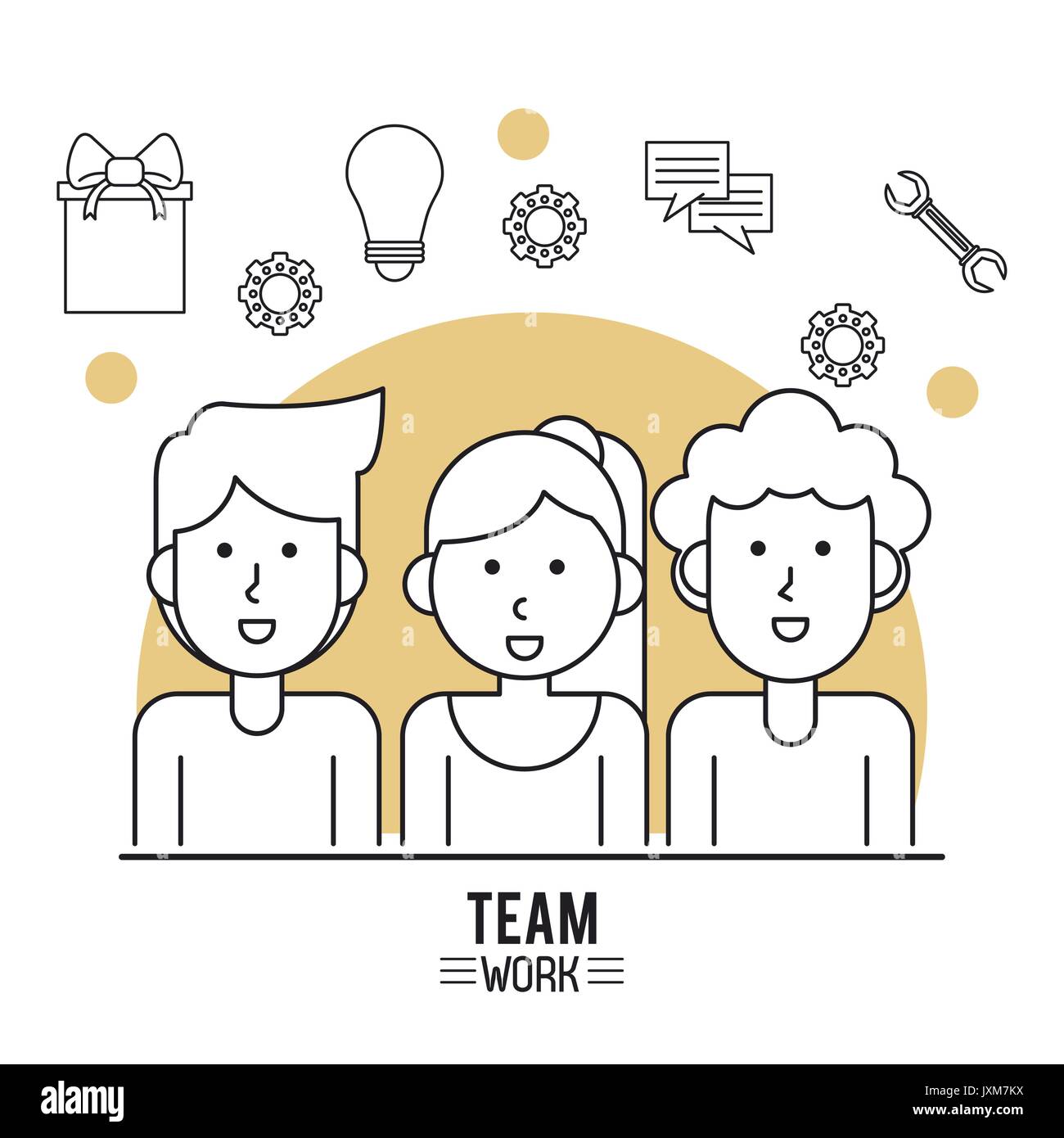 monochrome poster of team work with half body group of woman and two ...
