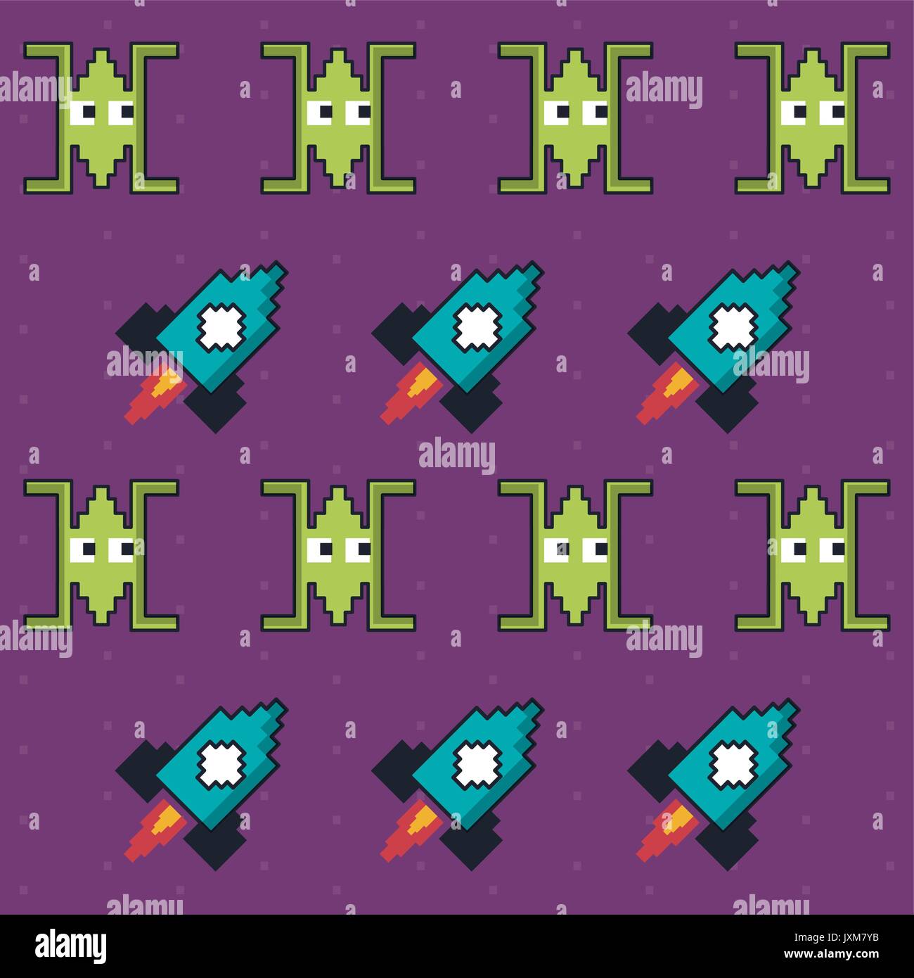 colorful pattern of spatial ships and rockets game Stock Vector Image ...