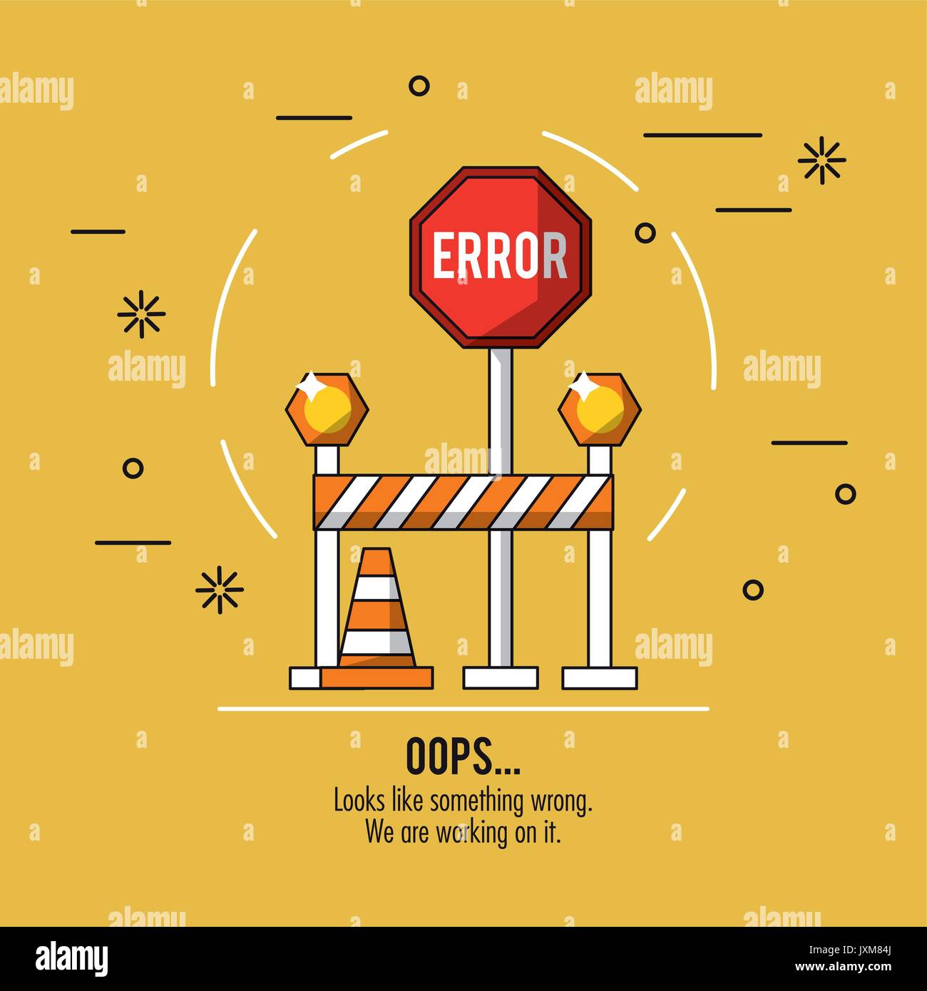 yellow background with road sign error oops Stock Vector Image & Art ...