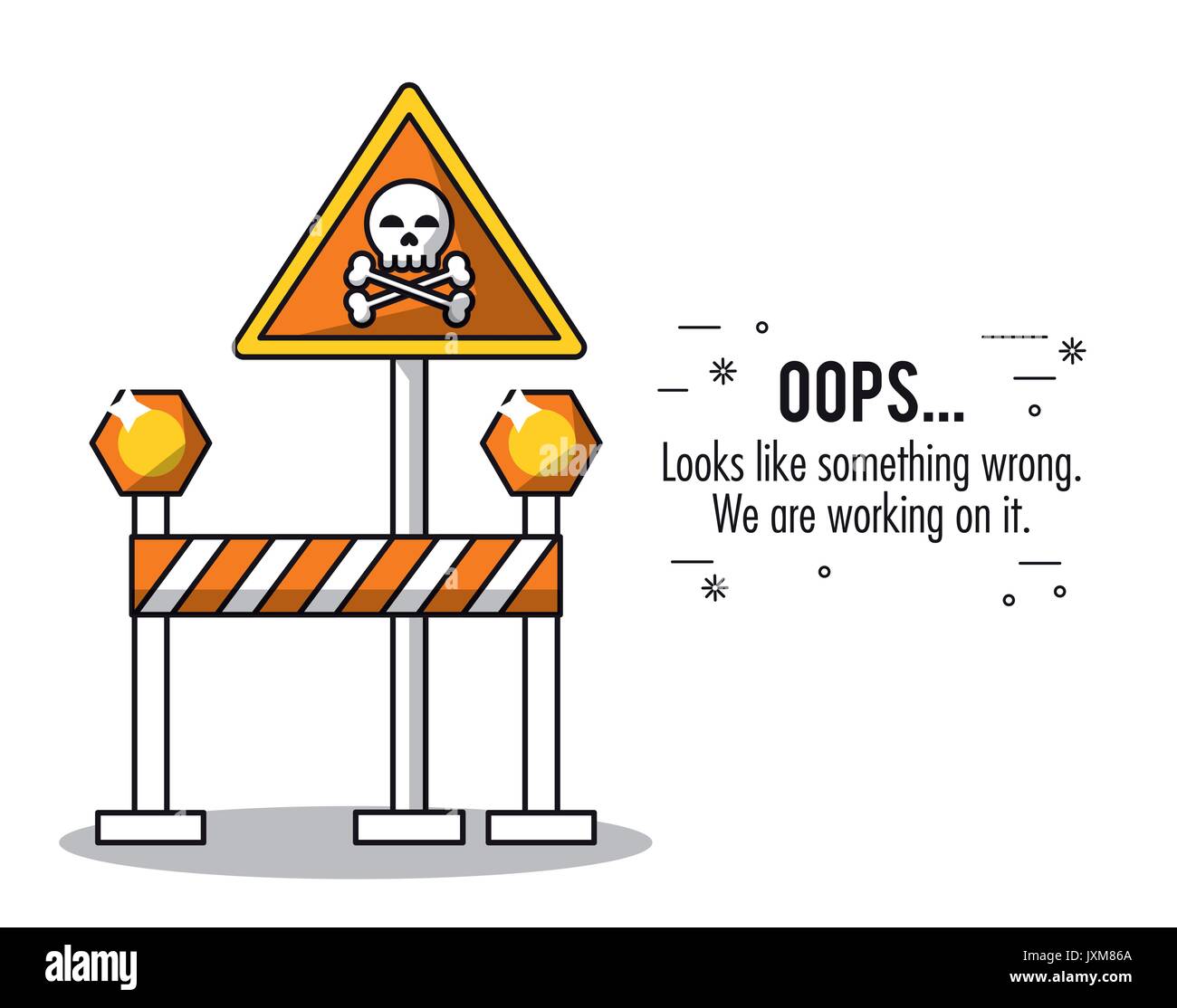 white background with orange triangle road sign with skull and bones ...