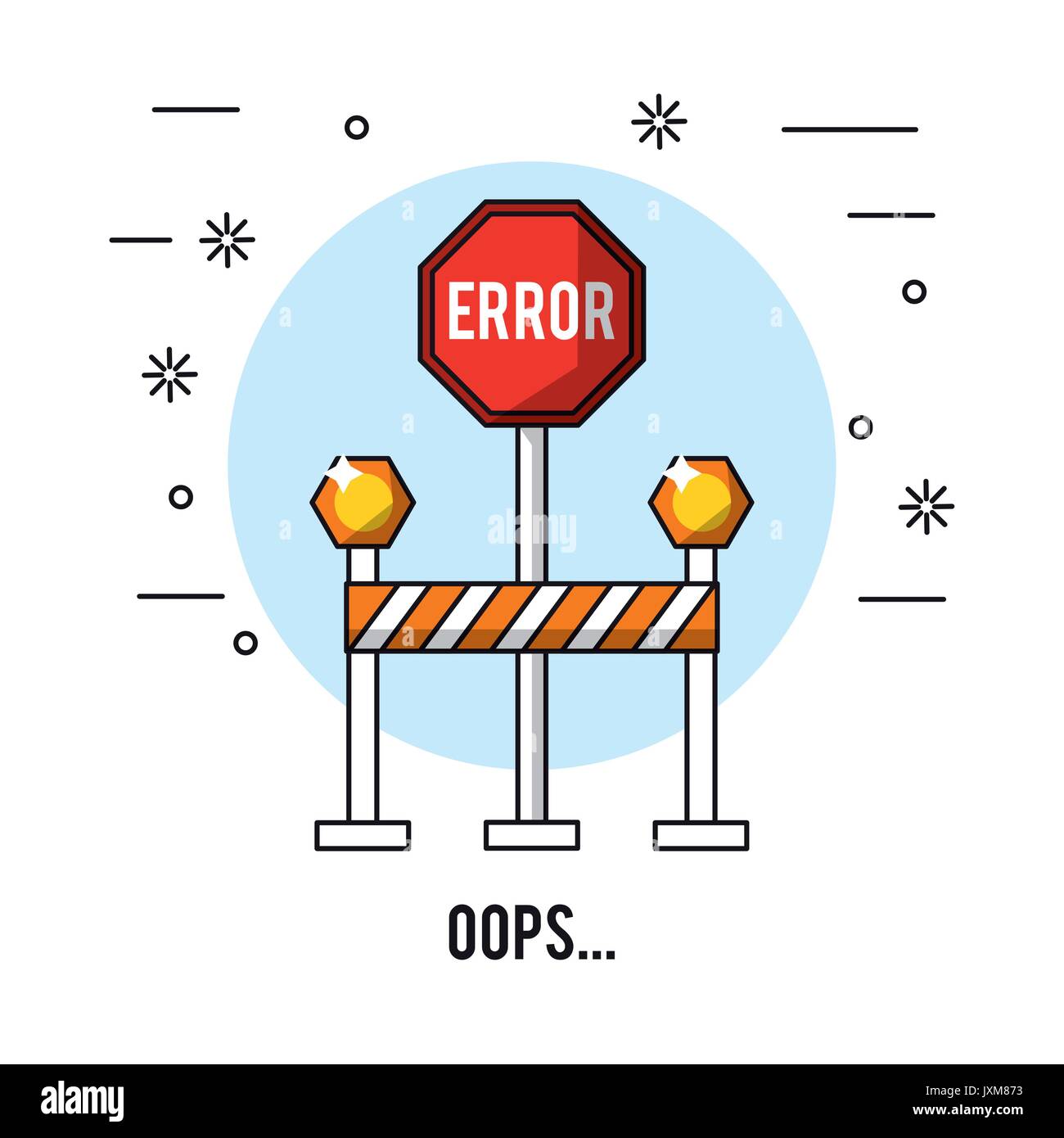 white background with red hexagon road sign error oops Stock Vector ...