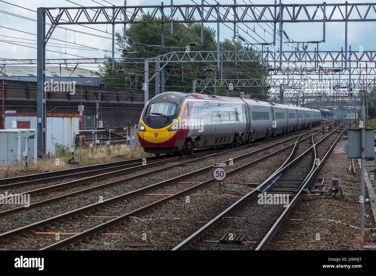 Virgin Rail Pendolino Unit Entering Crewe Railway Station Stock Photo ...