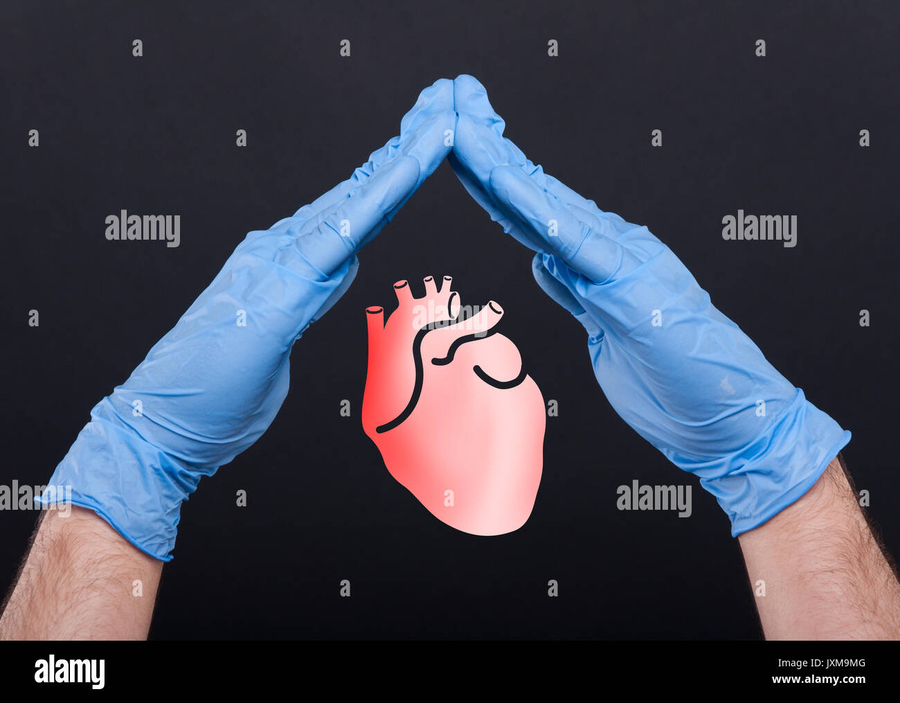 Heart or cardiac protection concept holding palms on top of heart ...