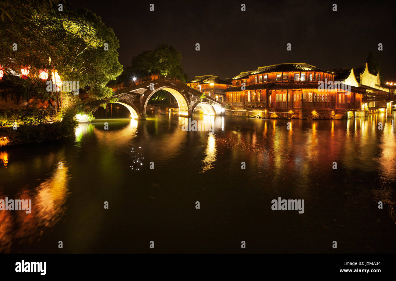 Night view of Wuzhen,Zhejiang Province,China Stock Photo - Alamy