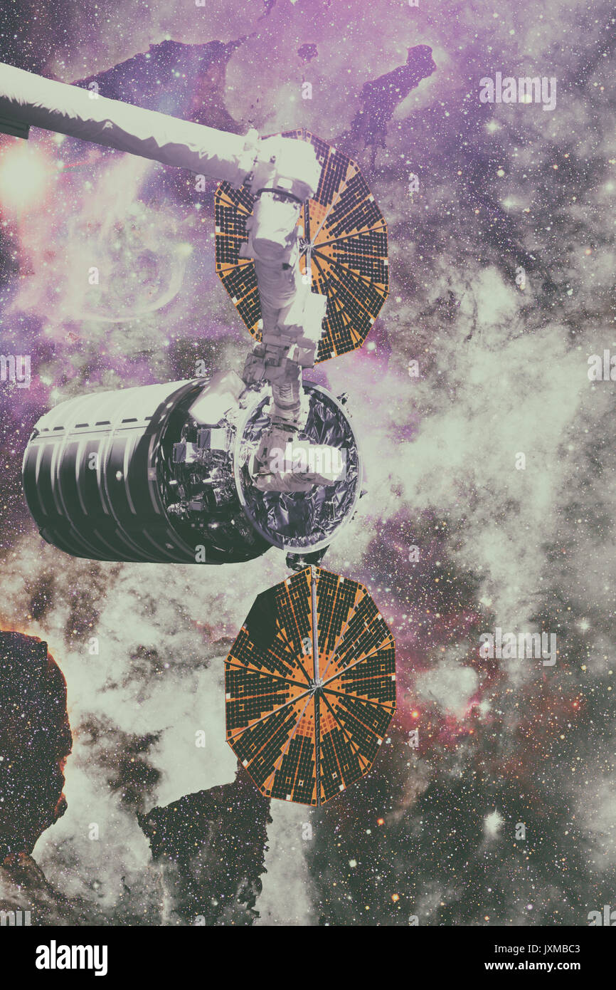 Cargo spacecraft - The Automated Transfer Vehicle over spiral galaxy ...