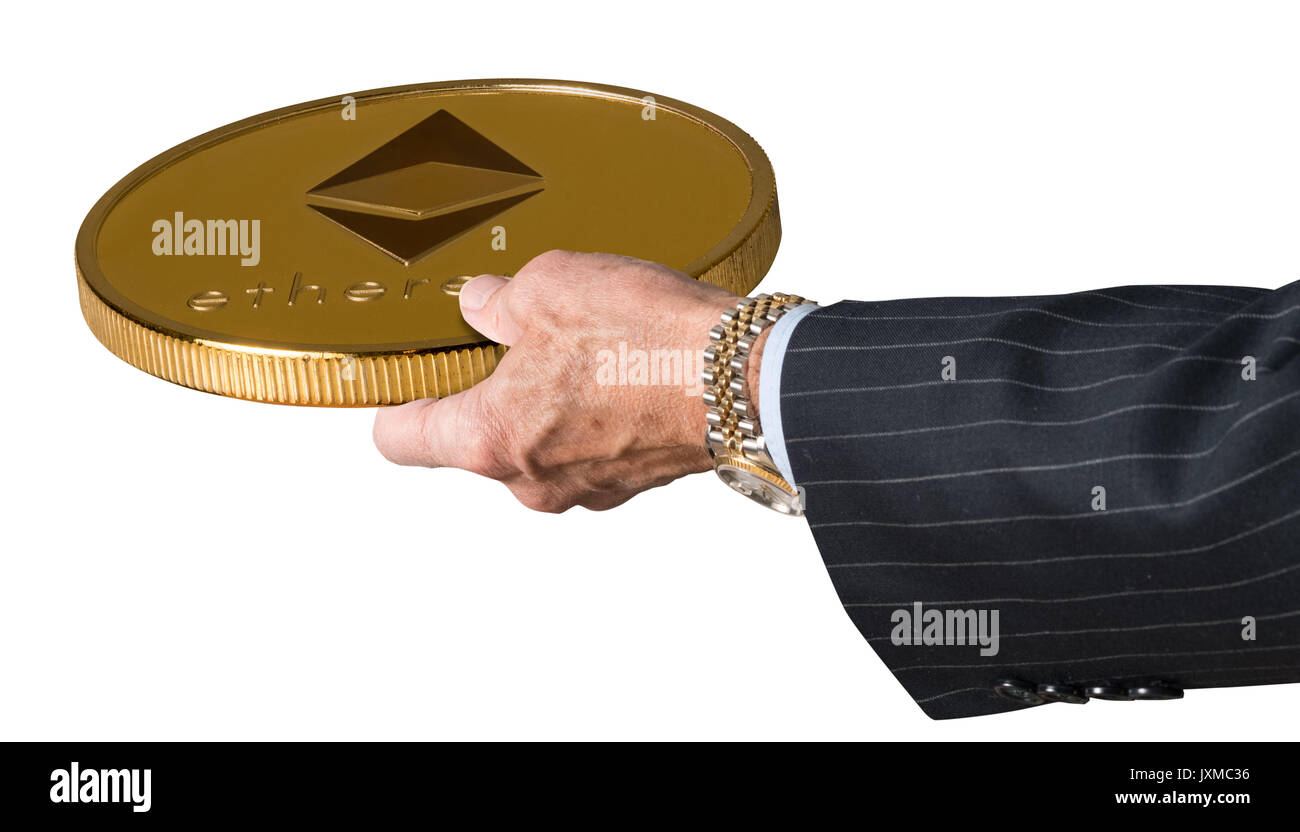 Hand businessman holding coin hi-res stock photography and images - Alamy