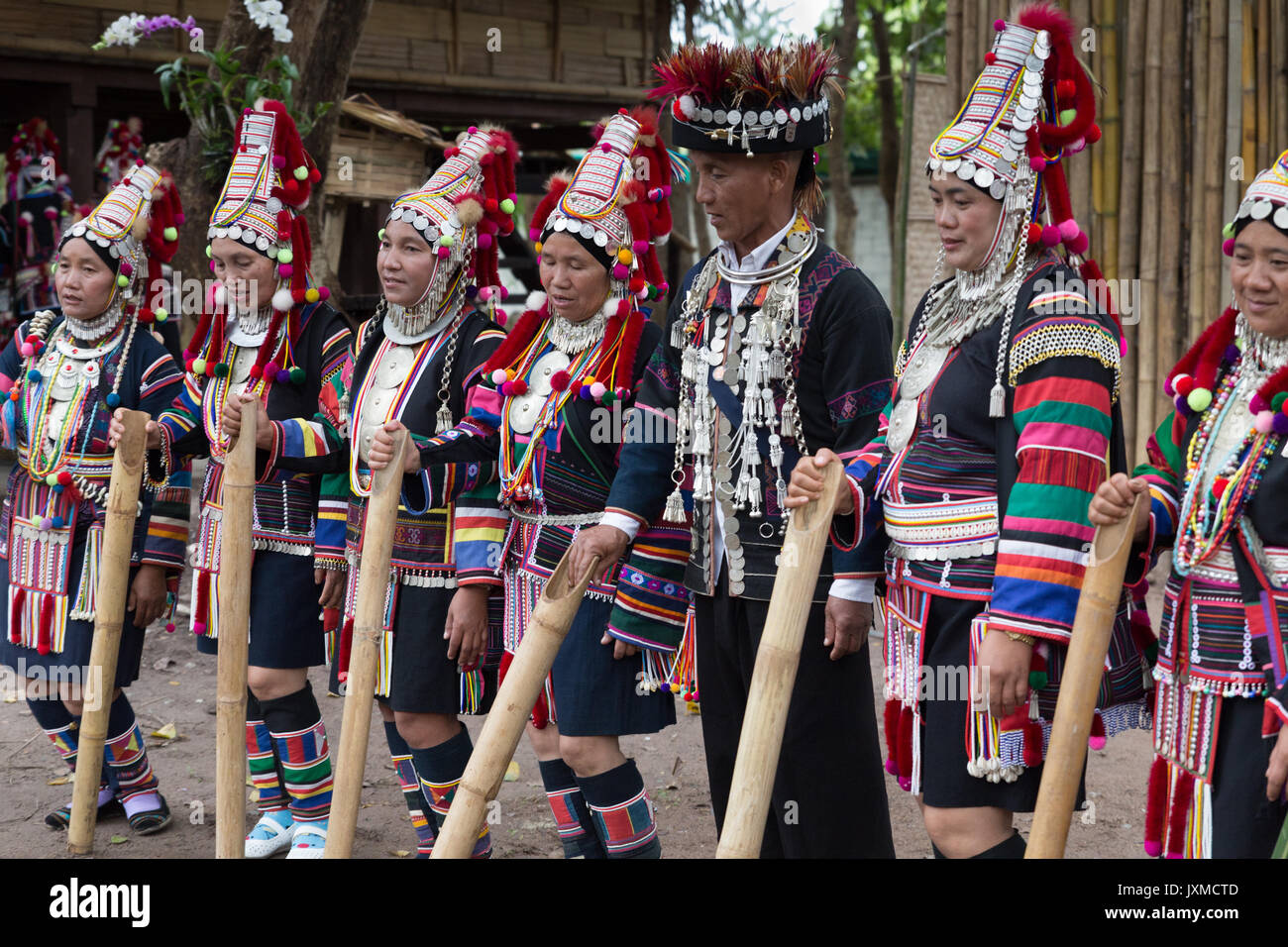 Chiang Mai, Thailand - January 11, 2017: Thailand akha hill tribe ...