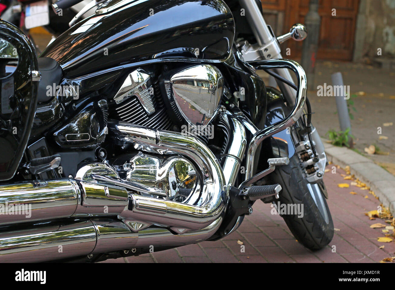 power chrome motorcycle engine closeup Stock Photo - Alamy
