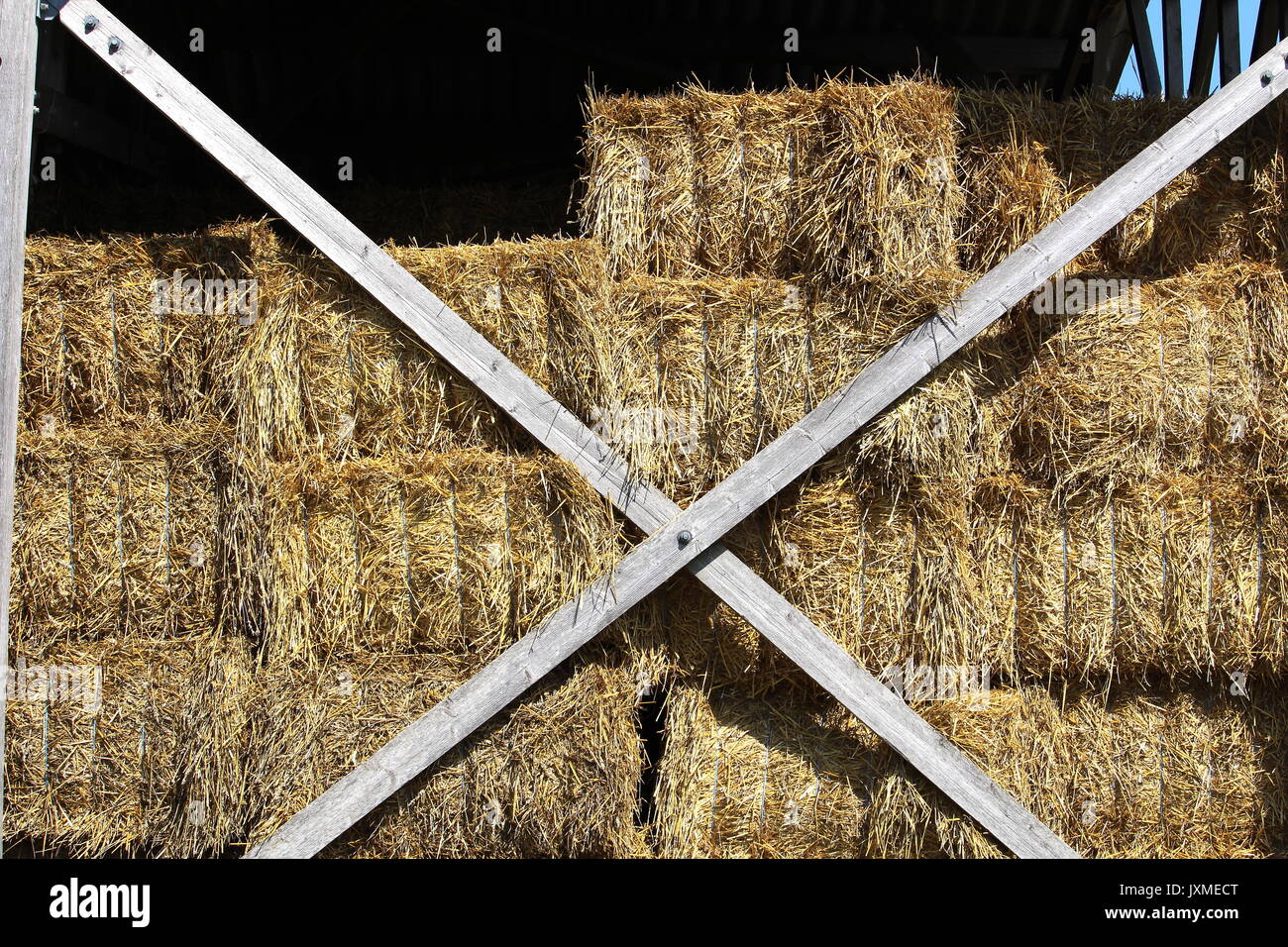 A hangar for storing the hay boots used for feeding horses Stock Photo ...
