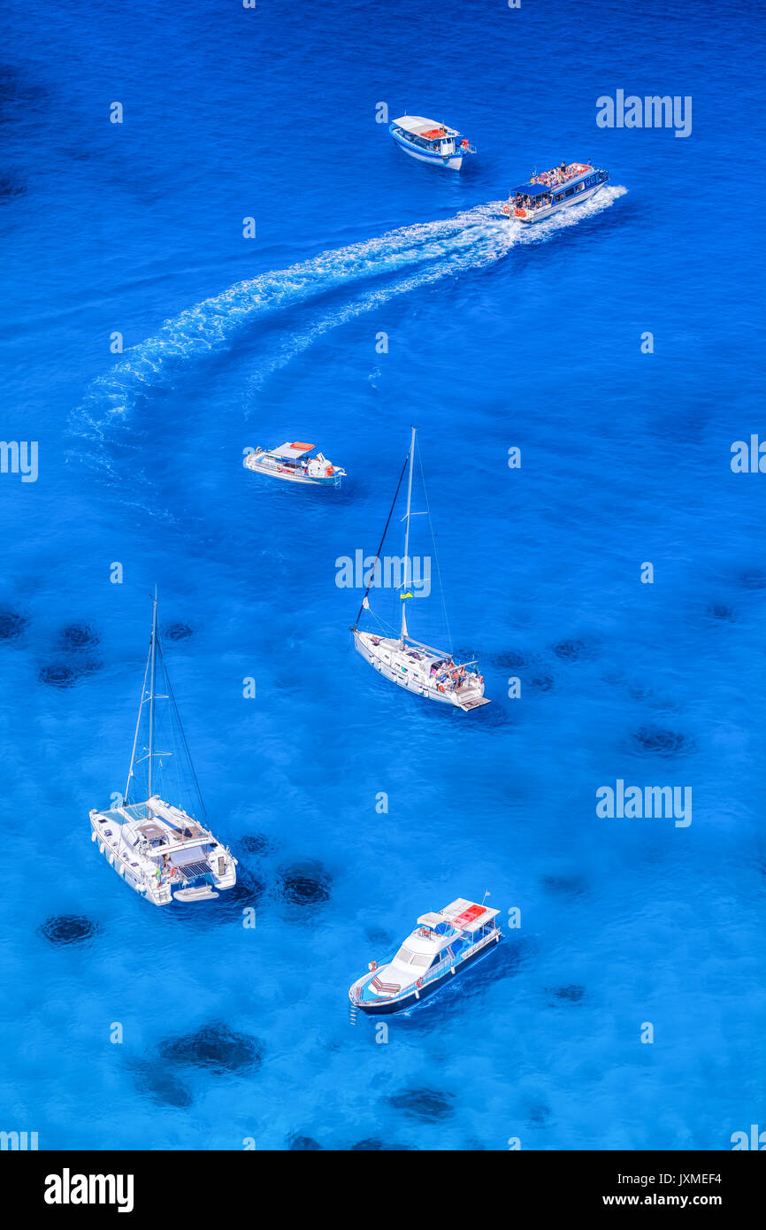 boats and yachts on the azure sea Stock Photo - Alamy
