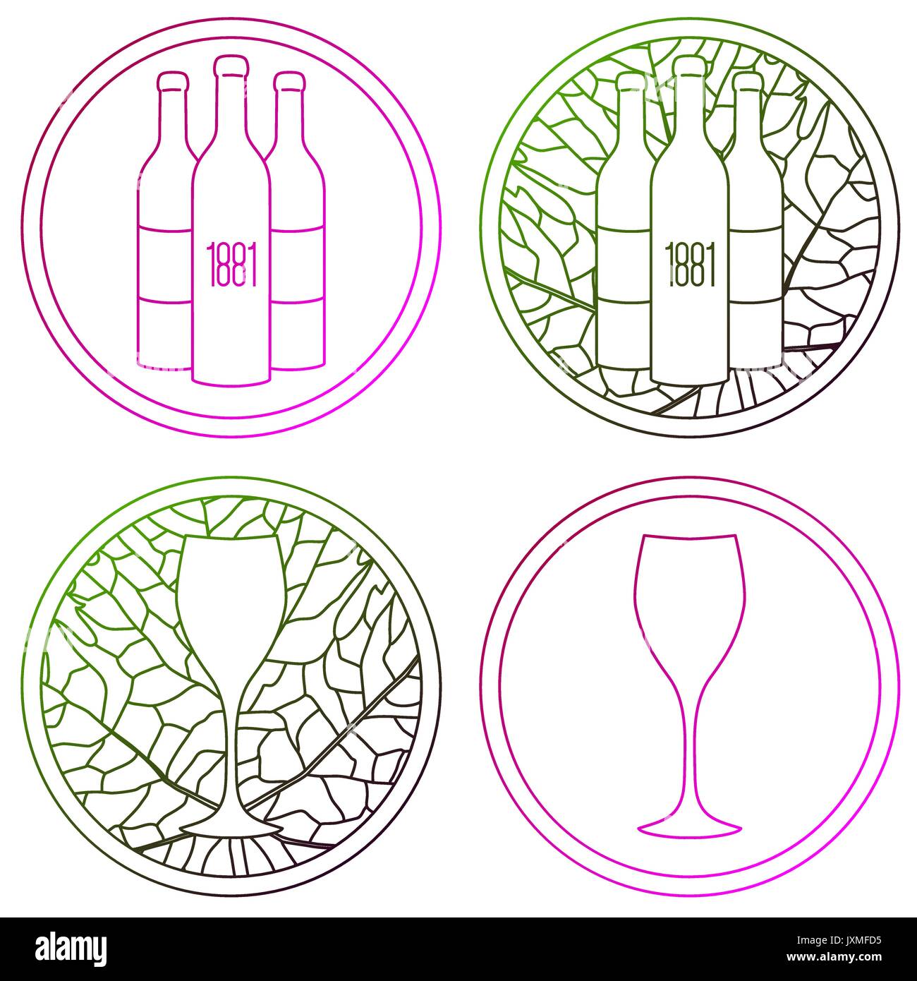 Set of linear logo for wine making, shop or winery on white background ...