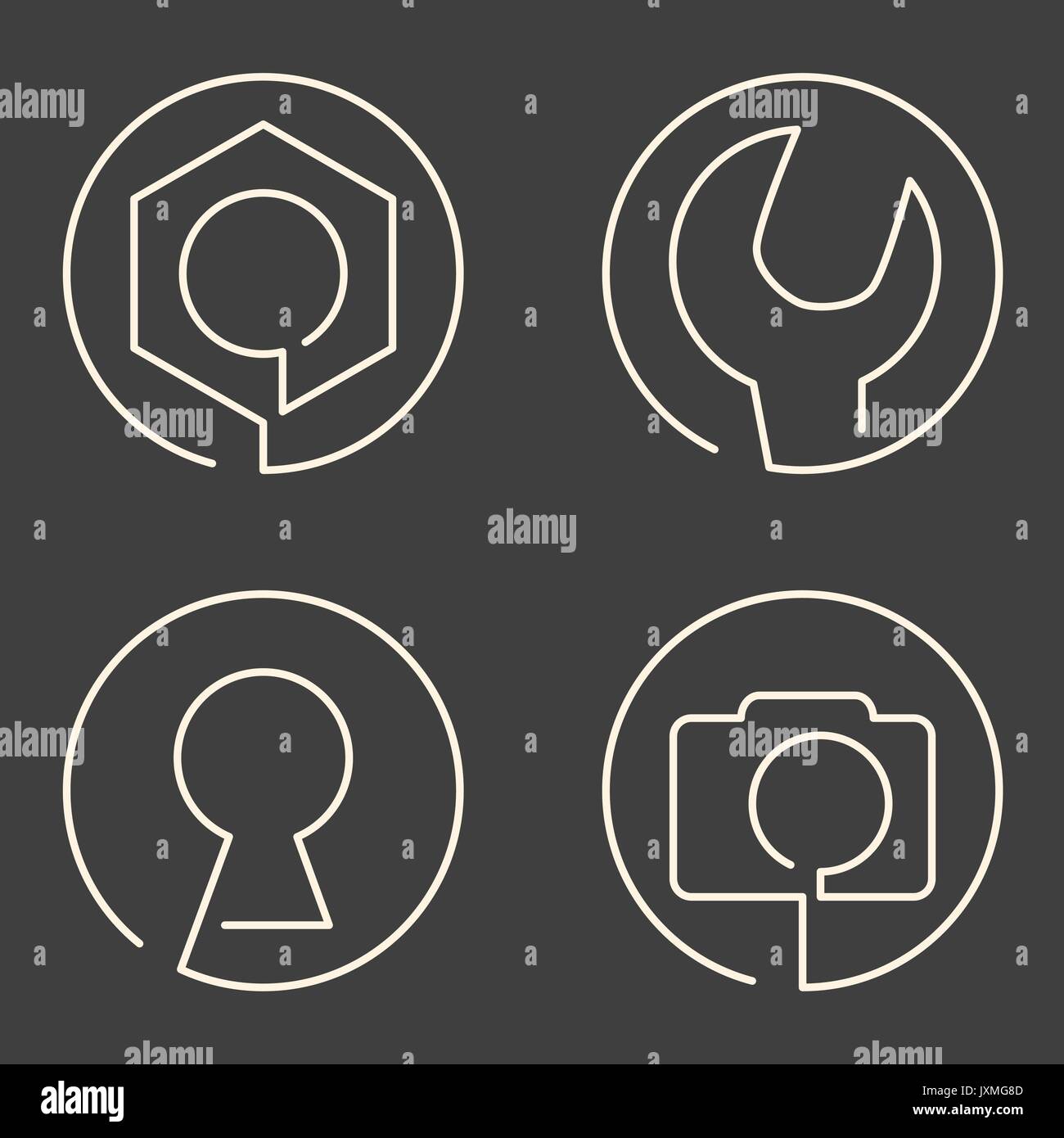 Set of continuous line logo on white background Stock Vector Image ...