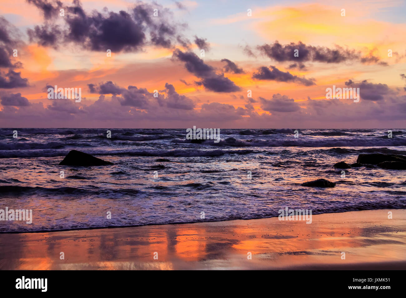 Wonderful Dramatic Sunset at Moragalla Beach, Beruwala, Sri Lanka Stock ...