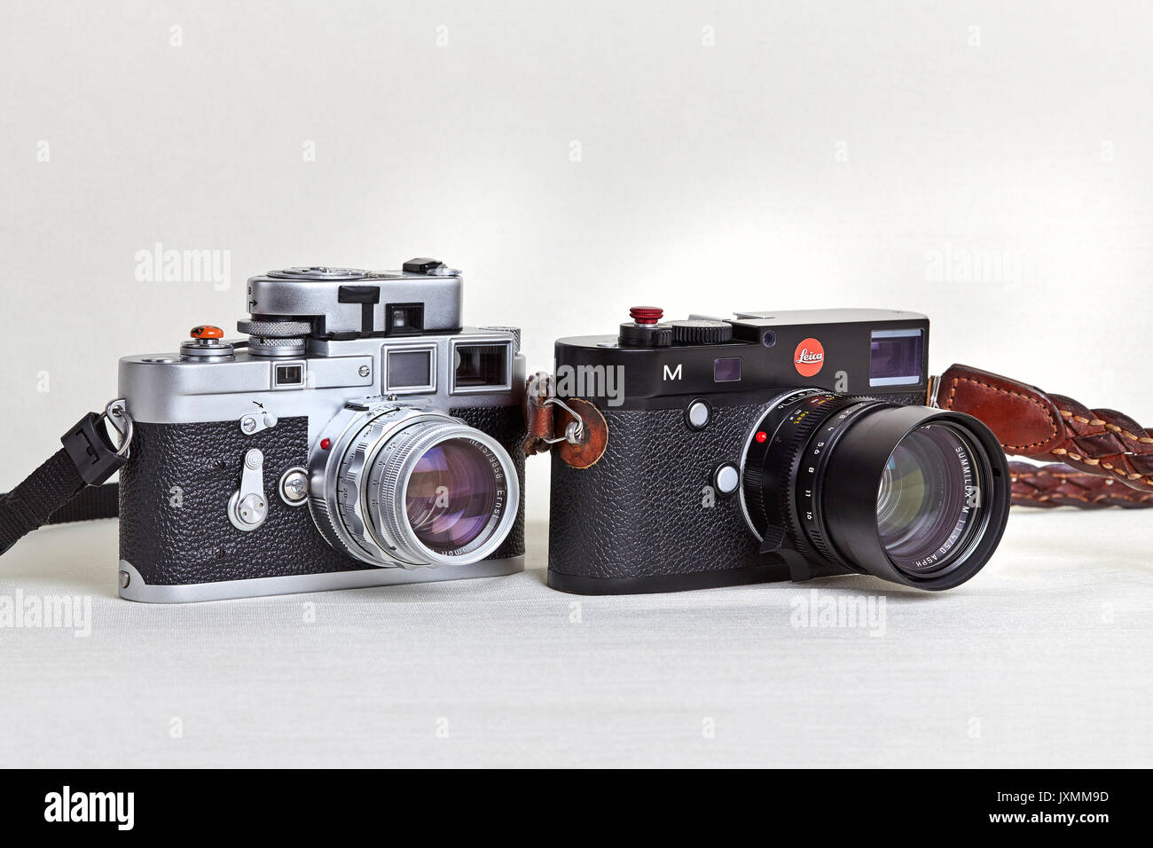 Leica camera. 1957 Vintage Leica M3 film camera and modern counterpart ...