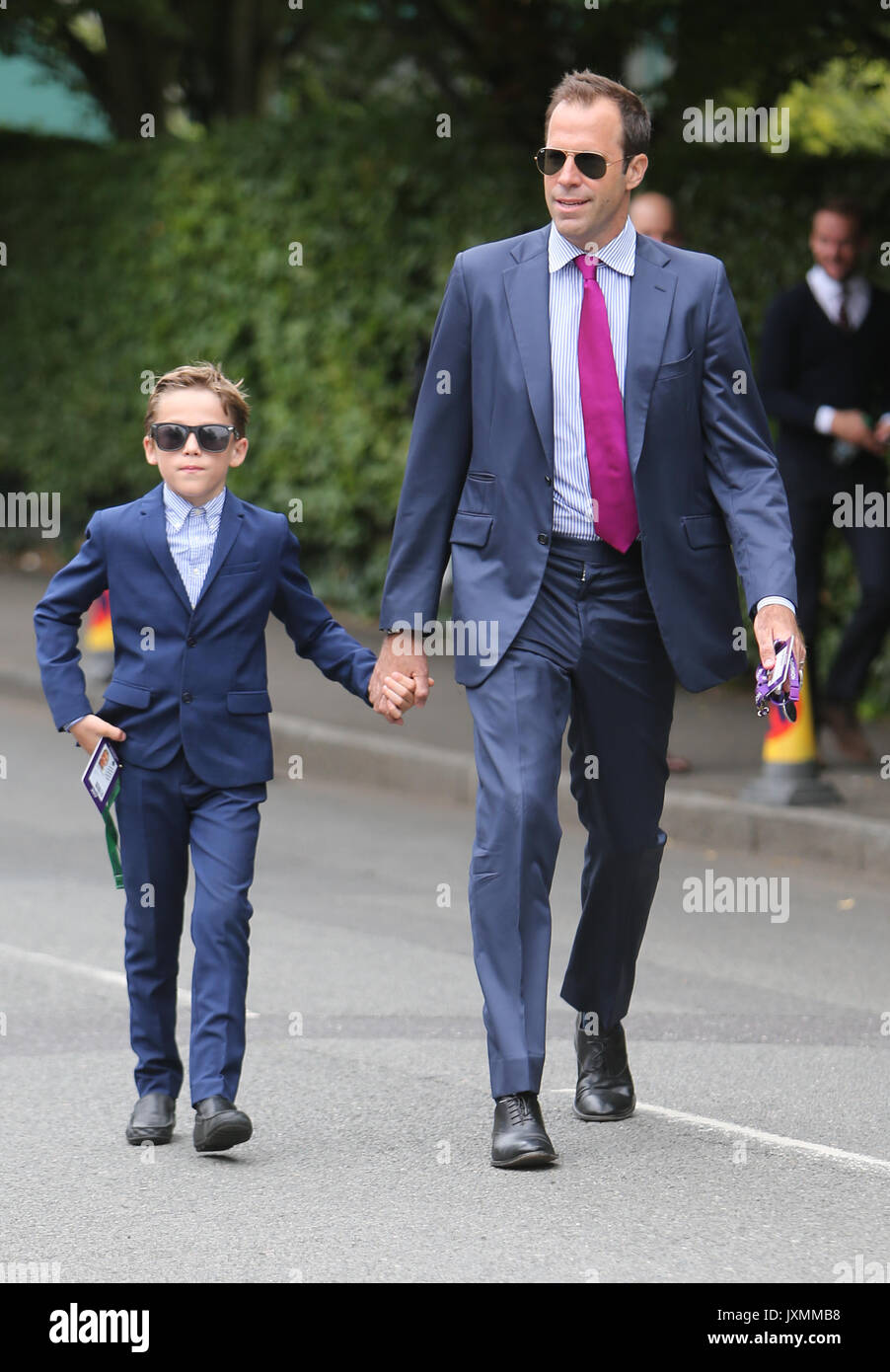 Greg Rusedski and his son arriving at Wimbledon Featuring: Greg ...