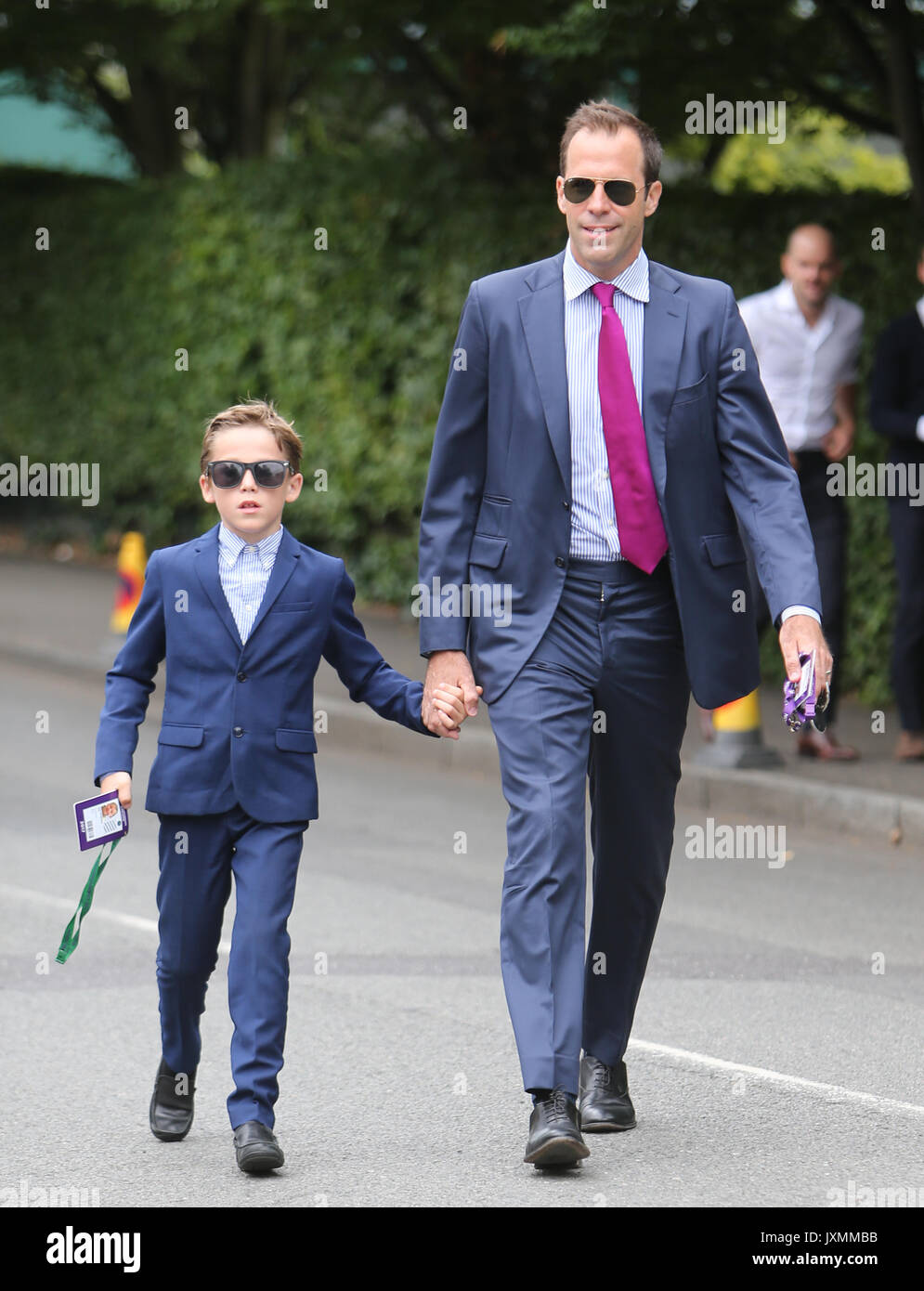 Greg Rusedski and his son arriving at Wimbledon Featuring: Greg ...