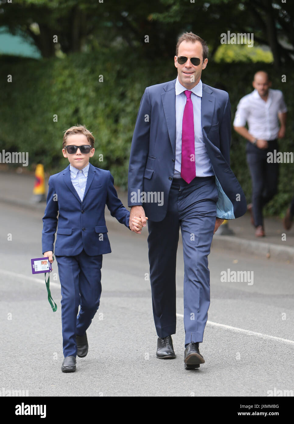 Greg Rusedski and his son arriving at Wimbledon Featuring: Greg ...