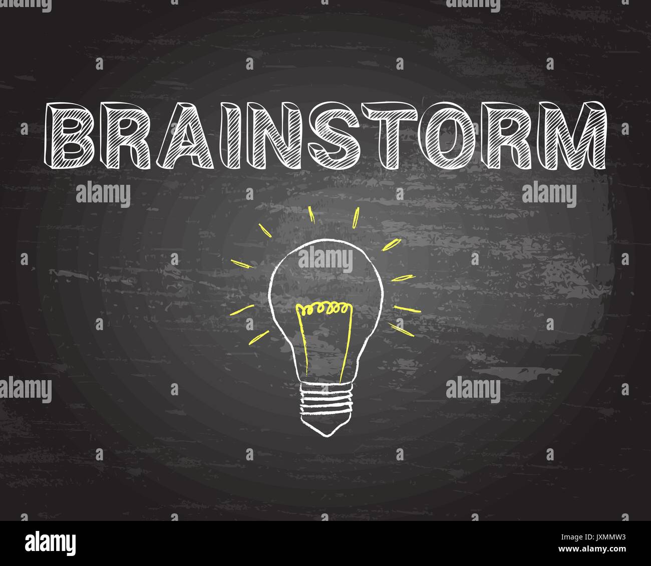Hand drawn brainstorm sign and lightbulb on blackboard Stock Vector ...