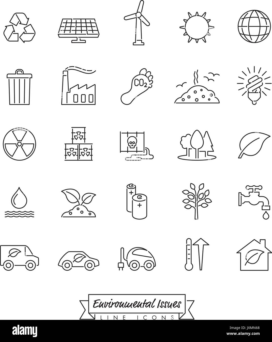 Collection of Environment and Climate related vector outlined icons ...