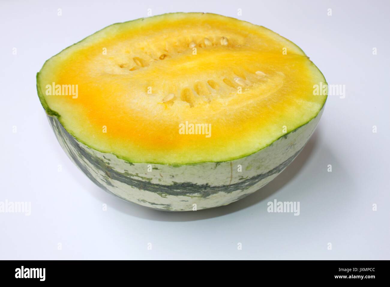Yellow watermelon isolated on white background Stock Photo - Alamy