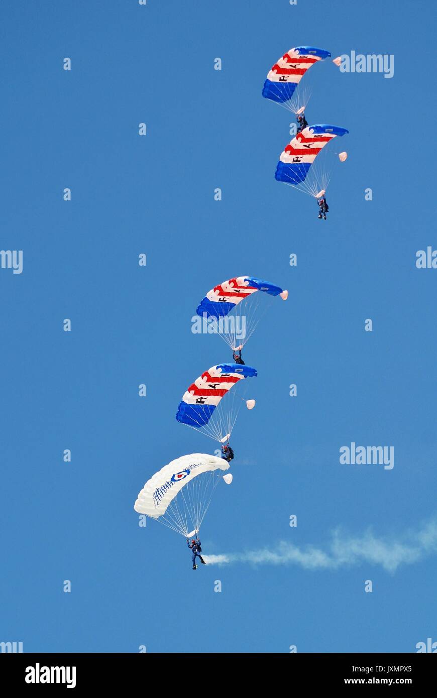 Royal Air Force parachute display team The Falcons perform at the ...