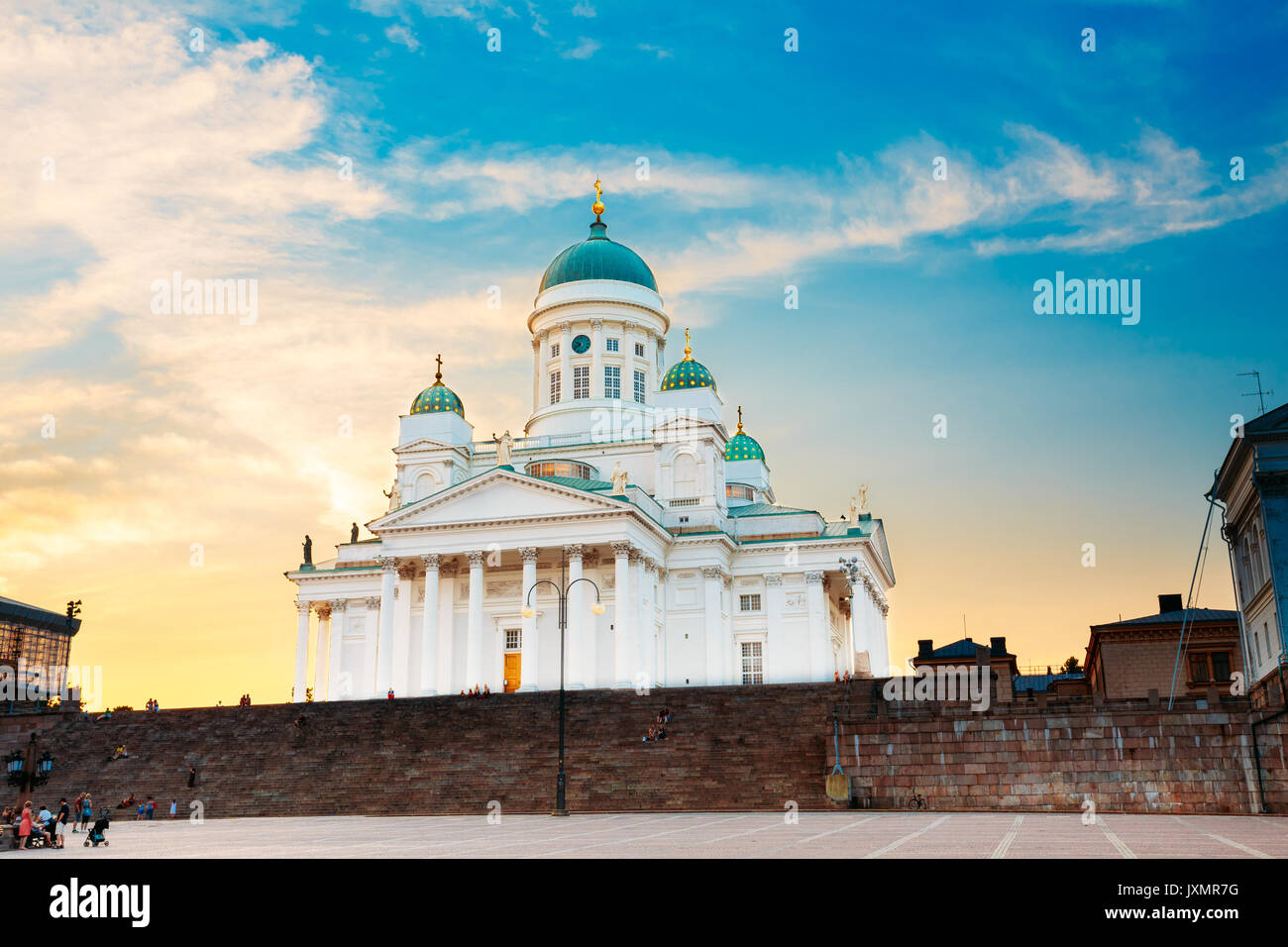Finland, Helsinki Lutheran Cathedral, The Famous Landmark With Tall ...