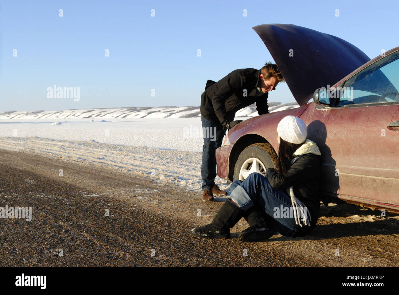 Car broke down and highway hi-res stock photography and images - Alamy