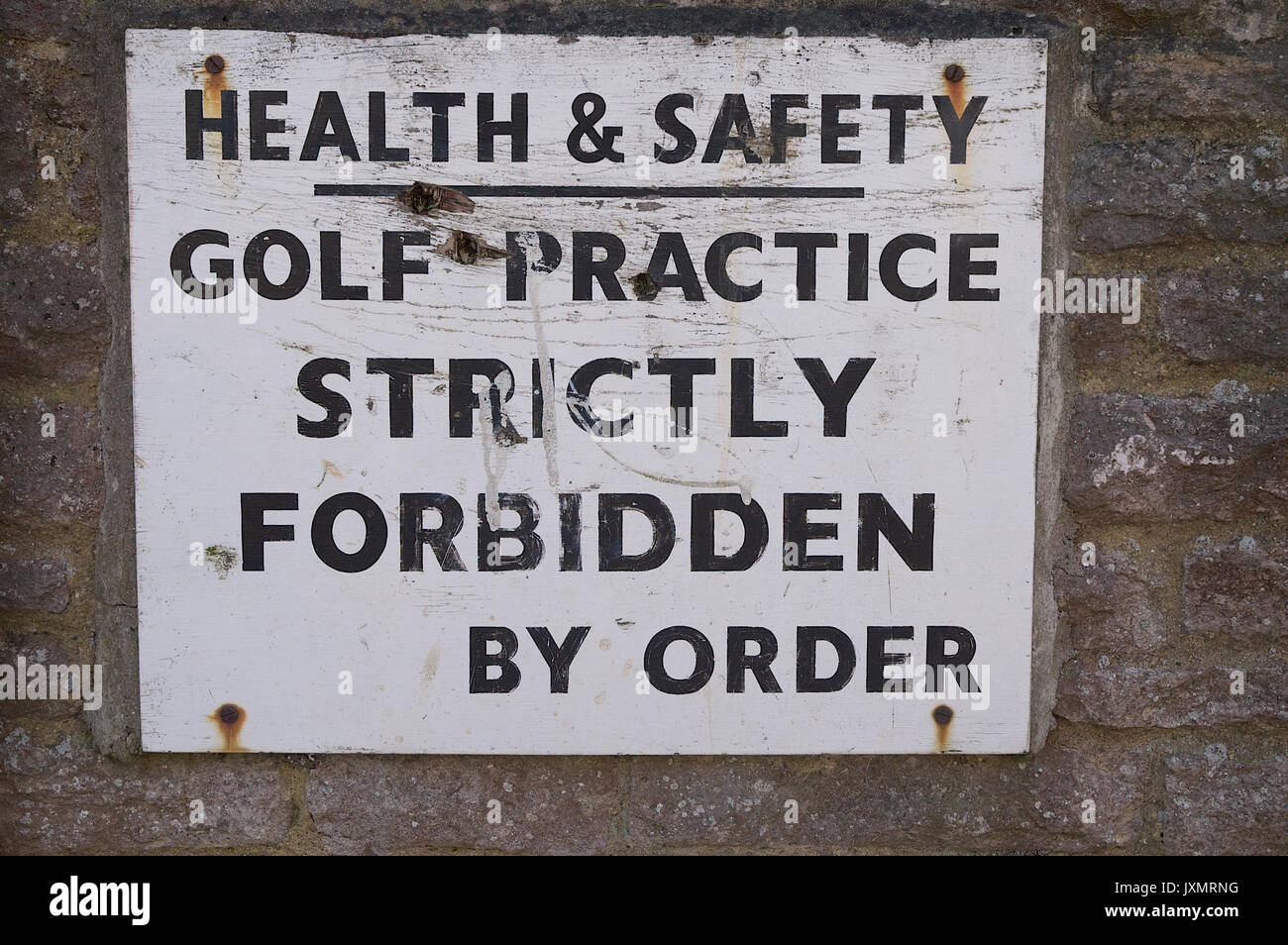 Golf Practice Strictly Forbidden sign Stock Photo - Alamy