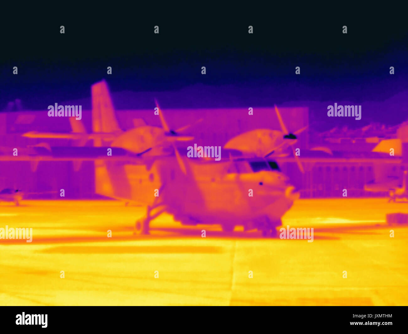 Thermal image of aeroplane on runway Stock Photo - Alamy