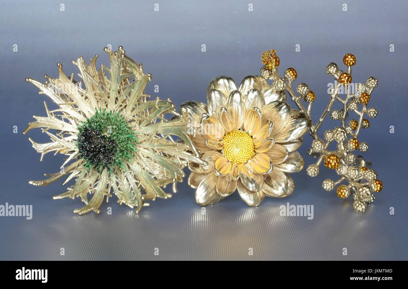 Decorative silver flowers Stock Photo - Alamy