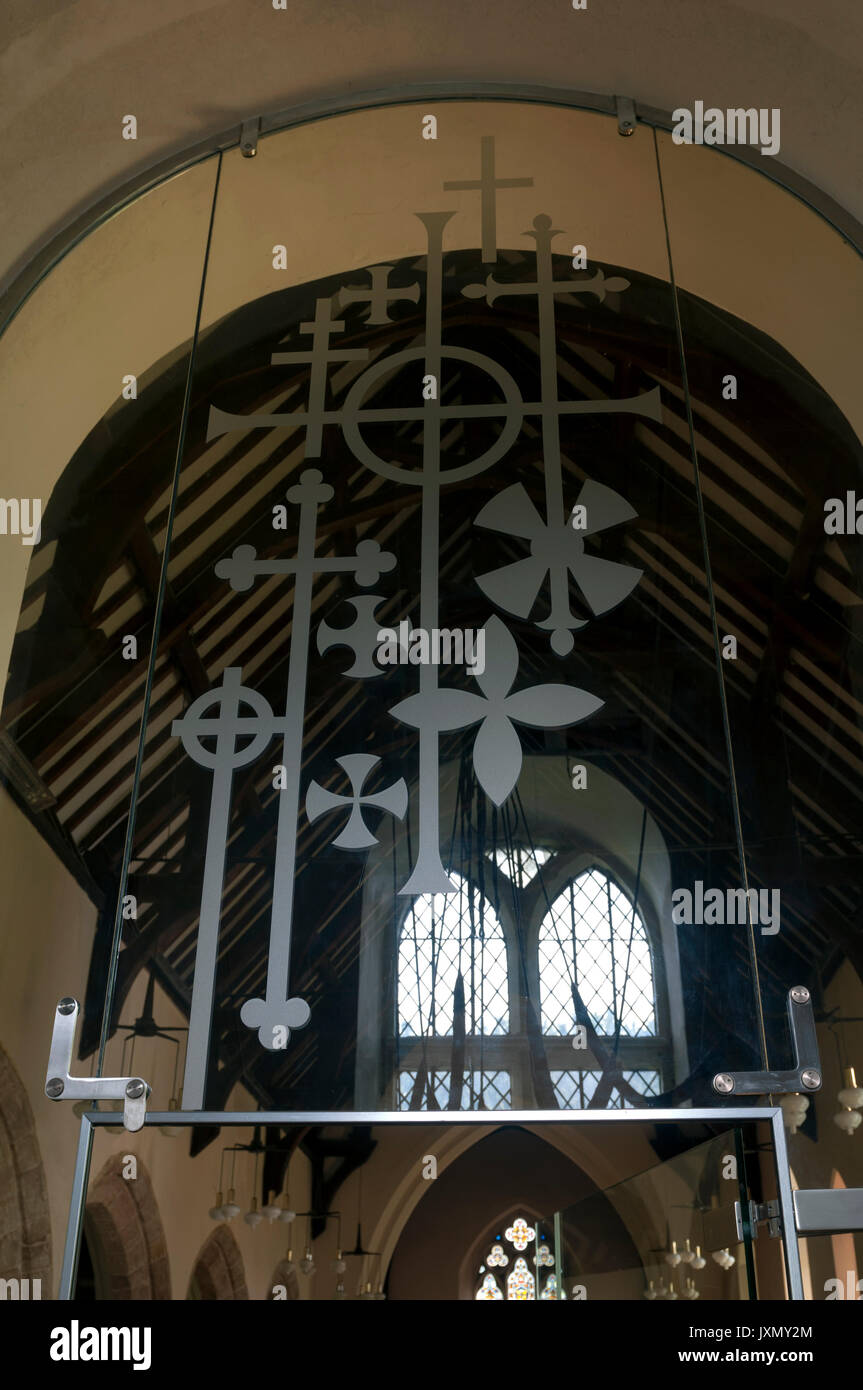 Etched glass screen to bell ringing chamber, St. Leonard`s Church ...