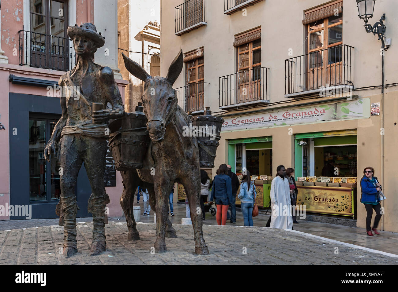 Romanillas square also called square of the donkey by the sculpture of ...