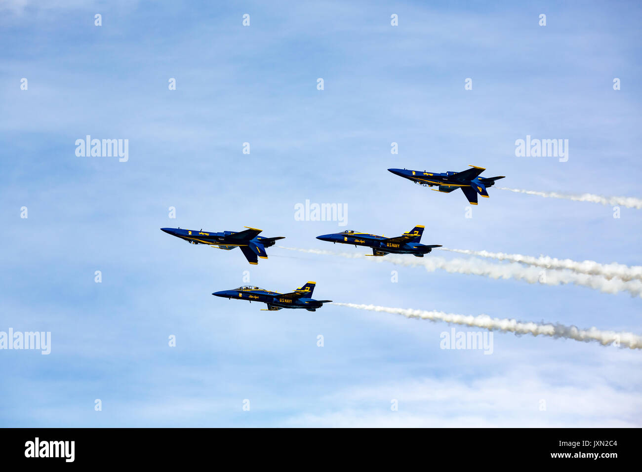 4 planes in formation in Airshow during Fleet Week in San Francisco Bay ...