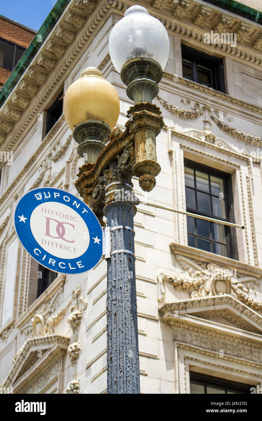 Dupont Circle historic district lamp post and sign in Washington, D.C ...