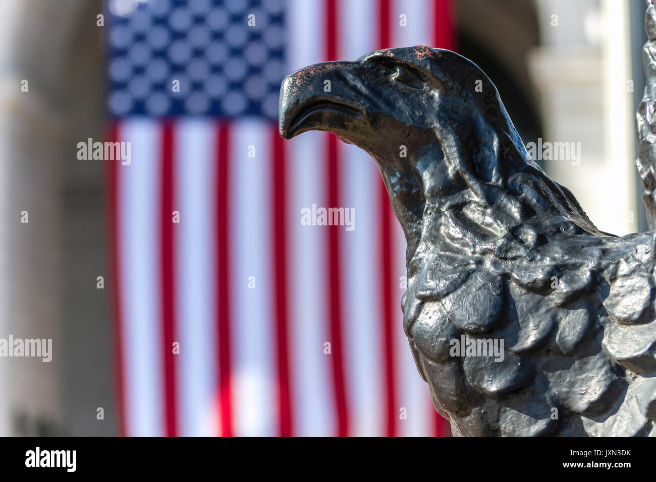 U.S. flag flying over D.C. Union Station over 4th of July festivities ...