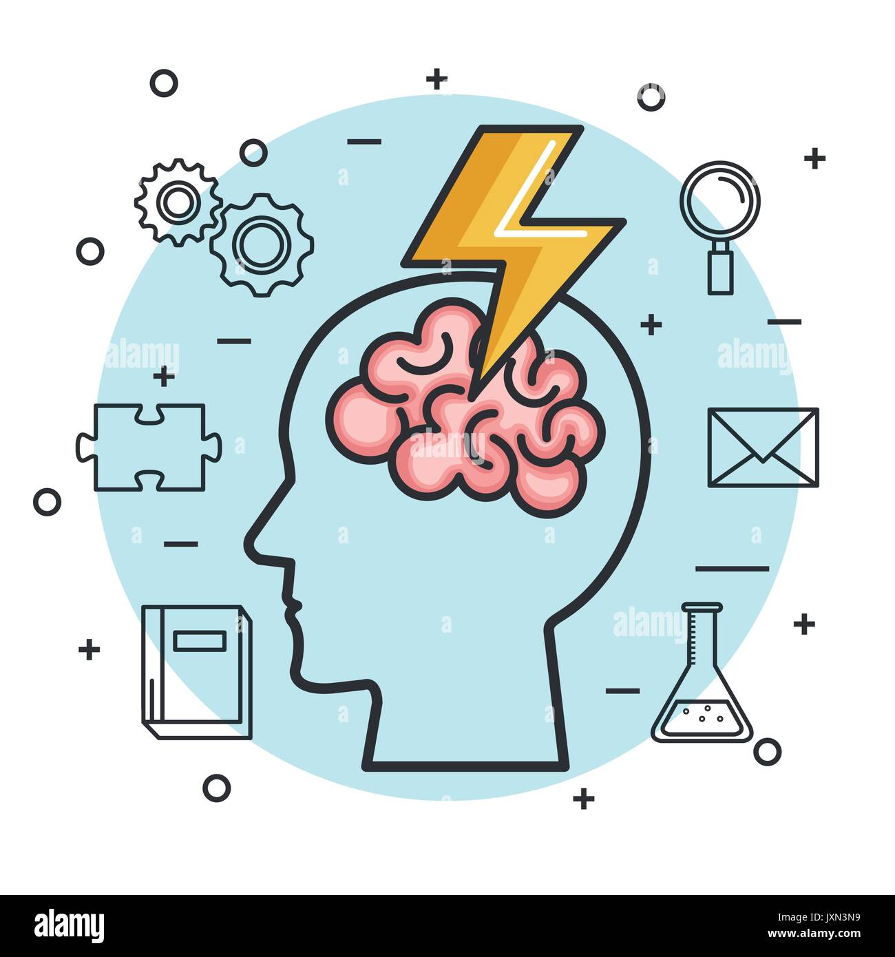 silhouette head brain brainstorm idea knowledge Stock Vector Image ...