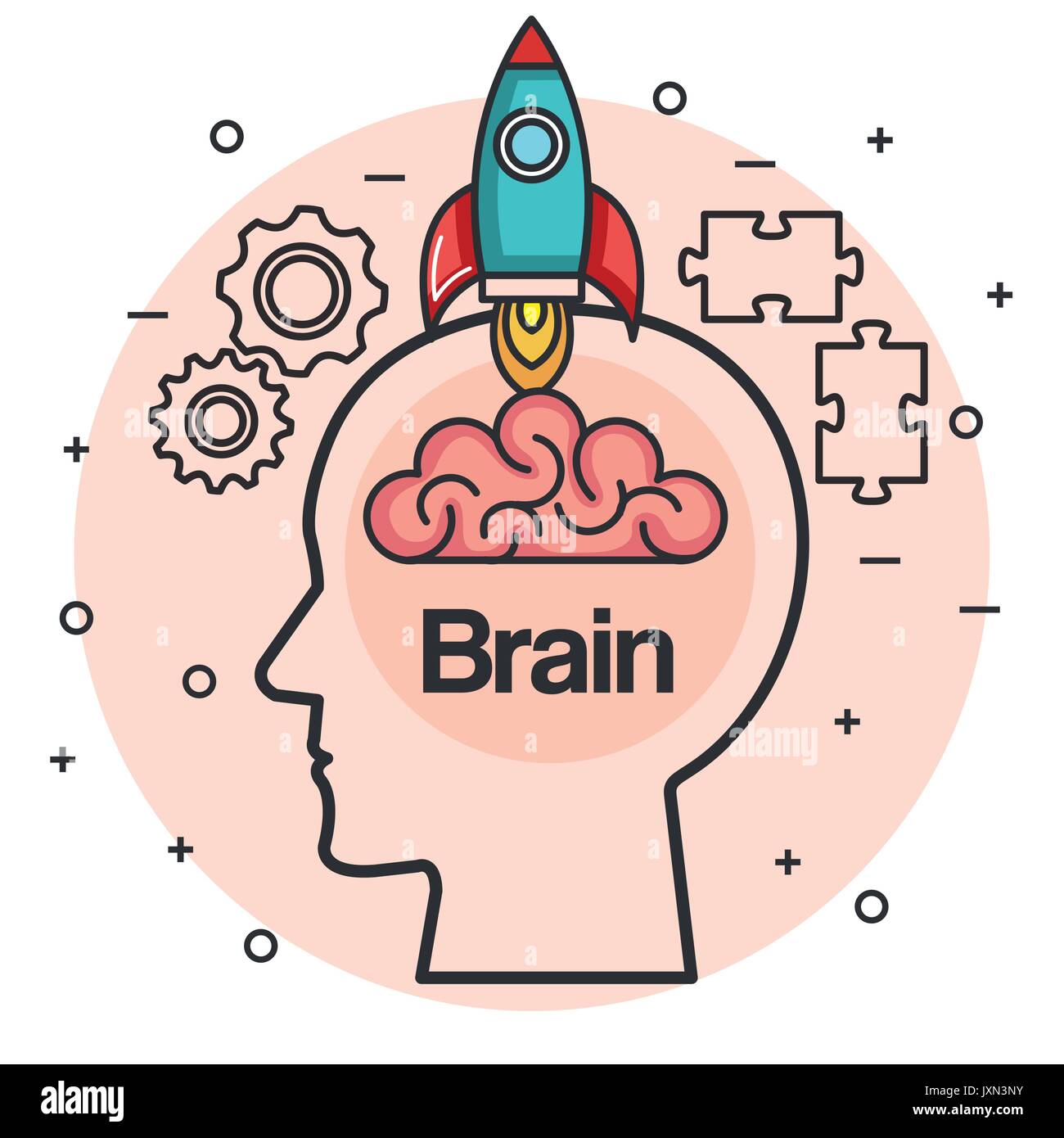 head with rocket brain think idea concept Stock Vector Image & Art - Alamy