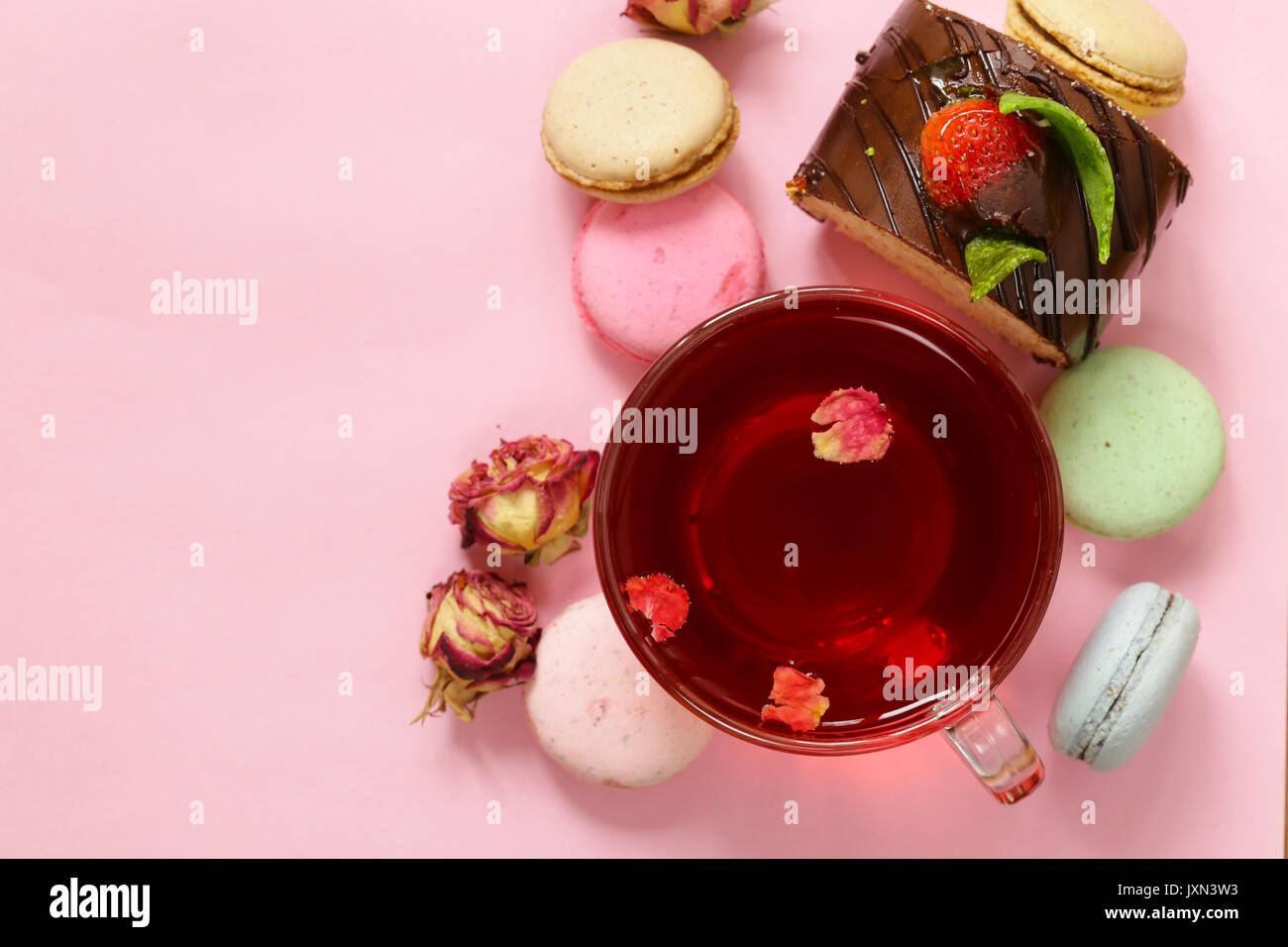 Herbal tea from rose petals, red floral Stock Photo - Alamy