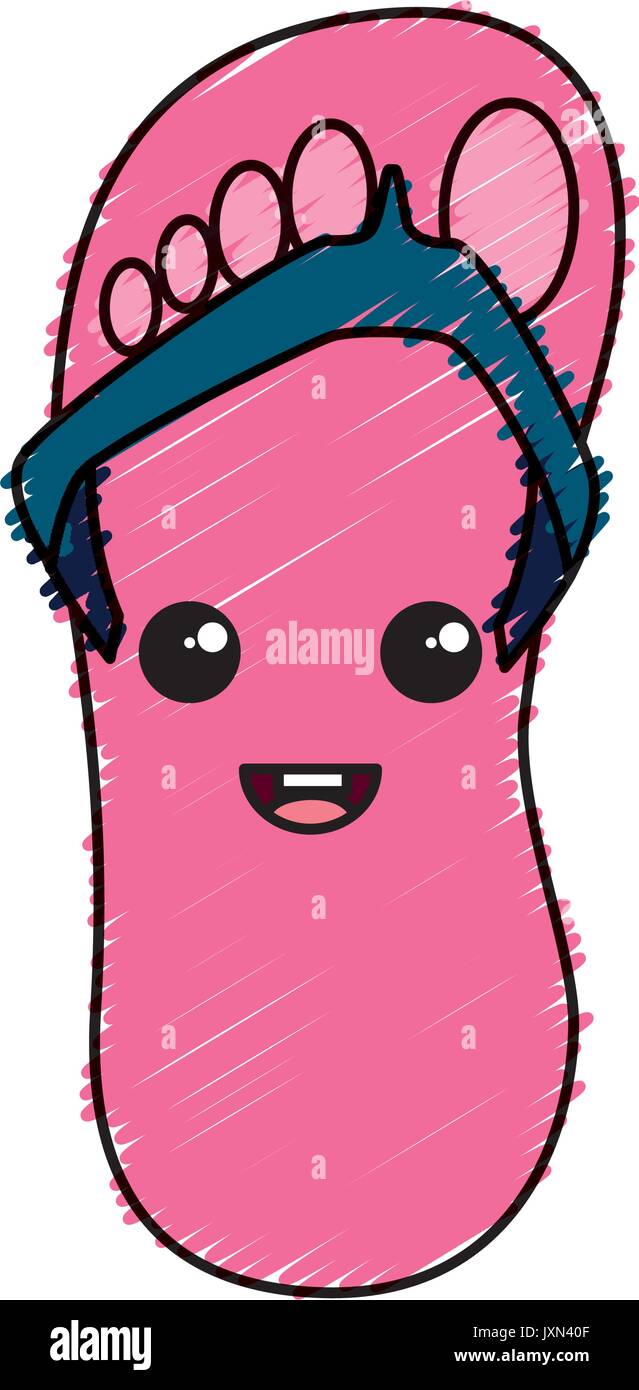 flip flops kawaii character Stock Vector Image & Art - Alamy