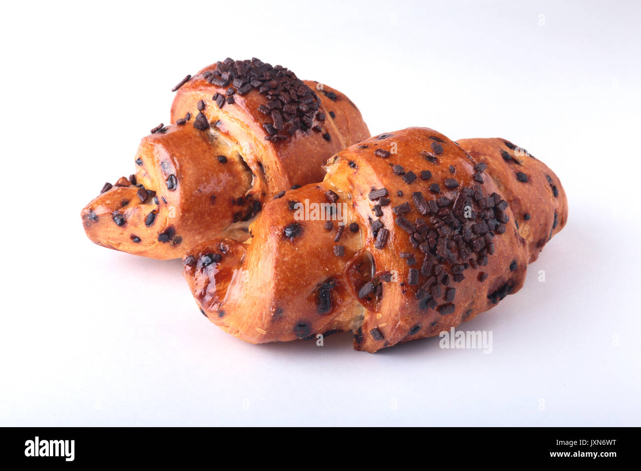Crispy fresh croissant isolated on white background, selective focus ...