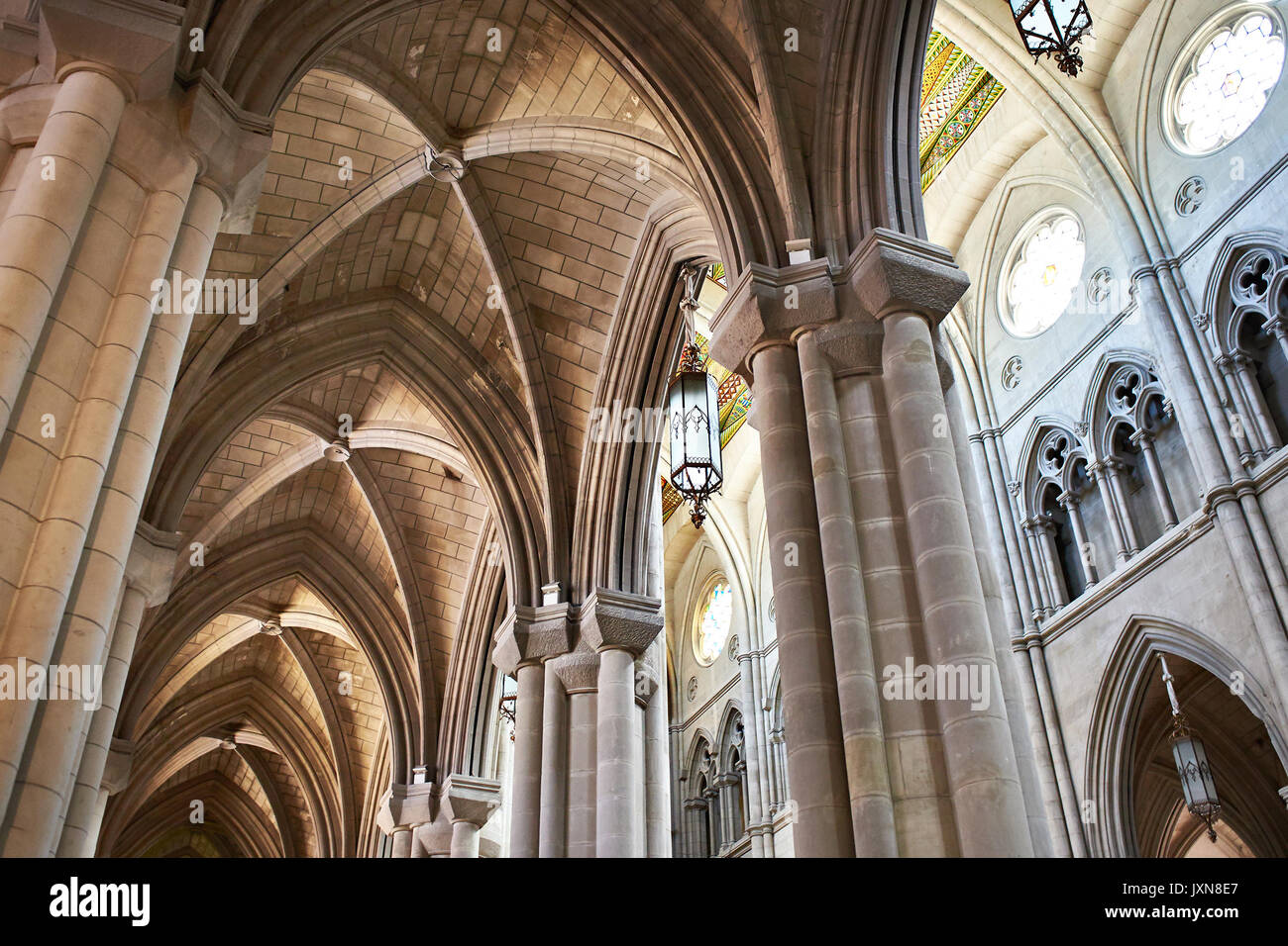 Interior of Almudena Cathedral is Catholic cathedral in Madrid, Spain ...