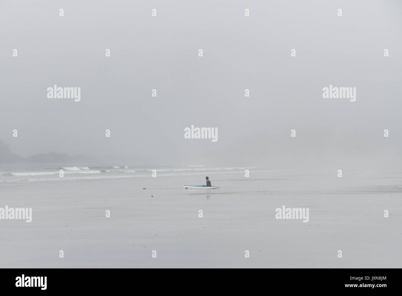 Lone surfer on beach in Pacific Ocean Stock Photo - Alamy