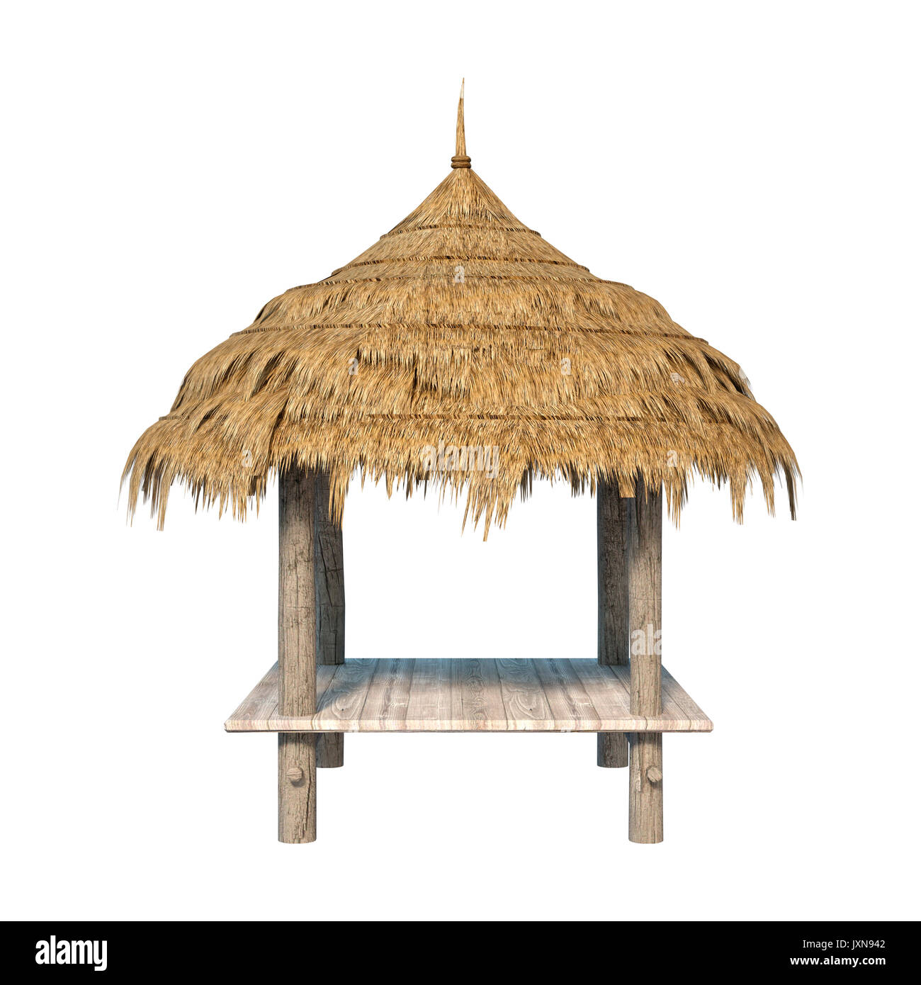 3D rendering of a straw pavilion isolated on white background Stock ...