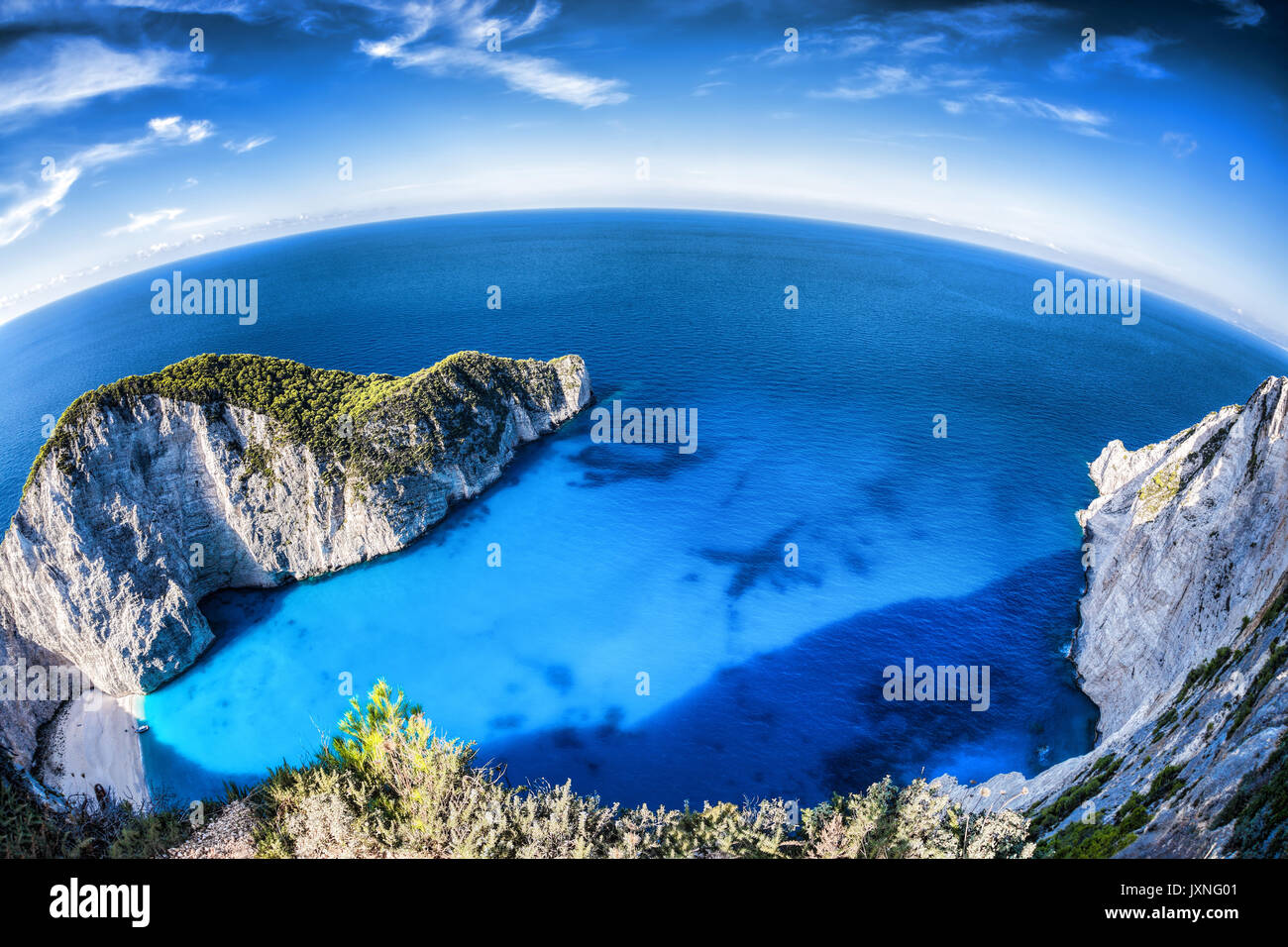 Navagio beach with shipwreck on Zakynthos island in Greece Stock Photo ...