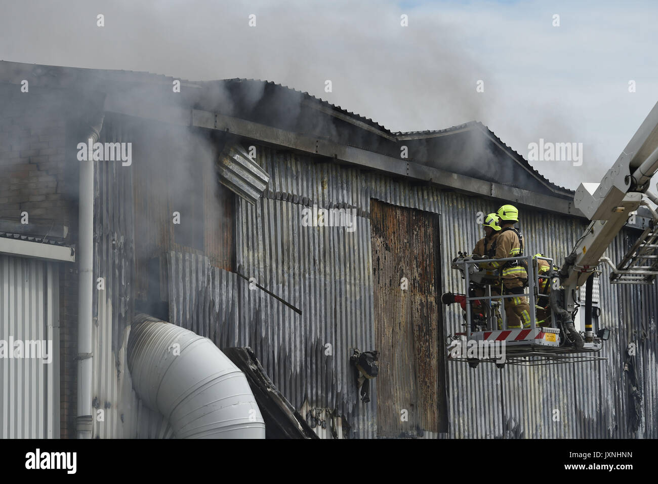 Emergency services at the scene of fire at the Air Livery hanger at ...